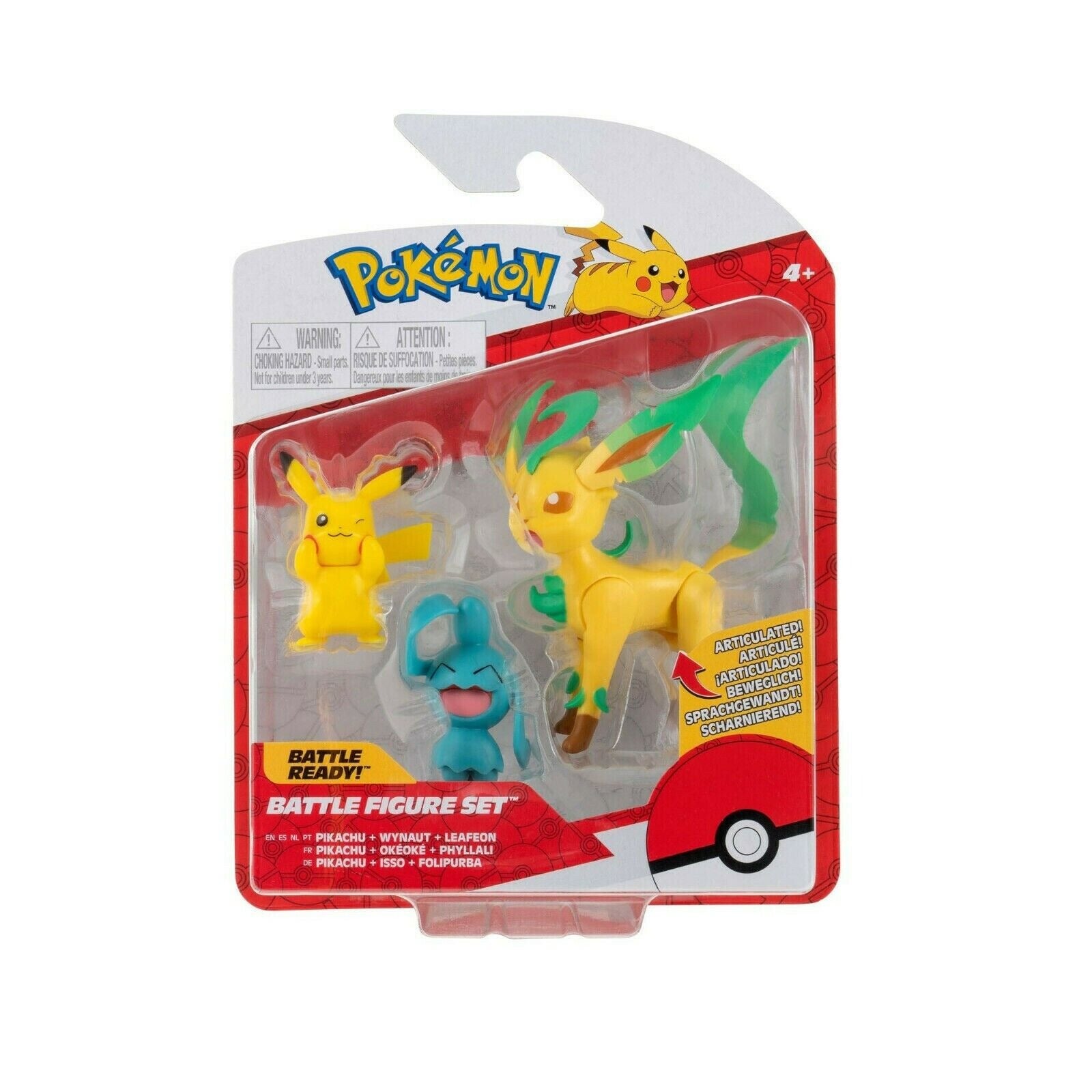 Pokemon - Battle Figure Set - Pikachu, Wynaut & Leafeon | Bath TCG